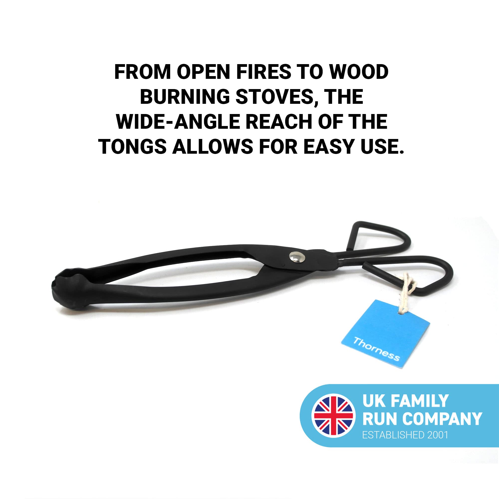 Traditional Black Metal Lightweight Fireplace Log Tong |Coal Tongs for ...