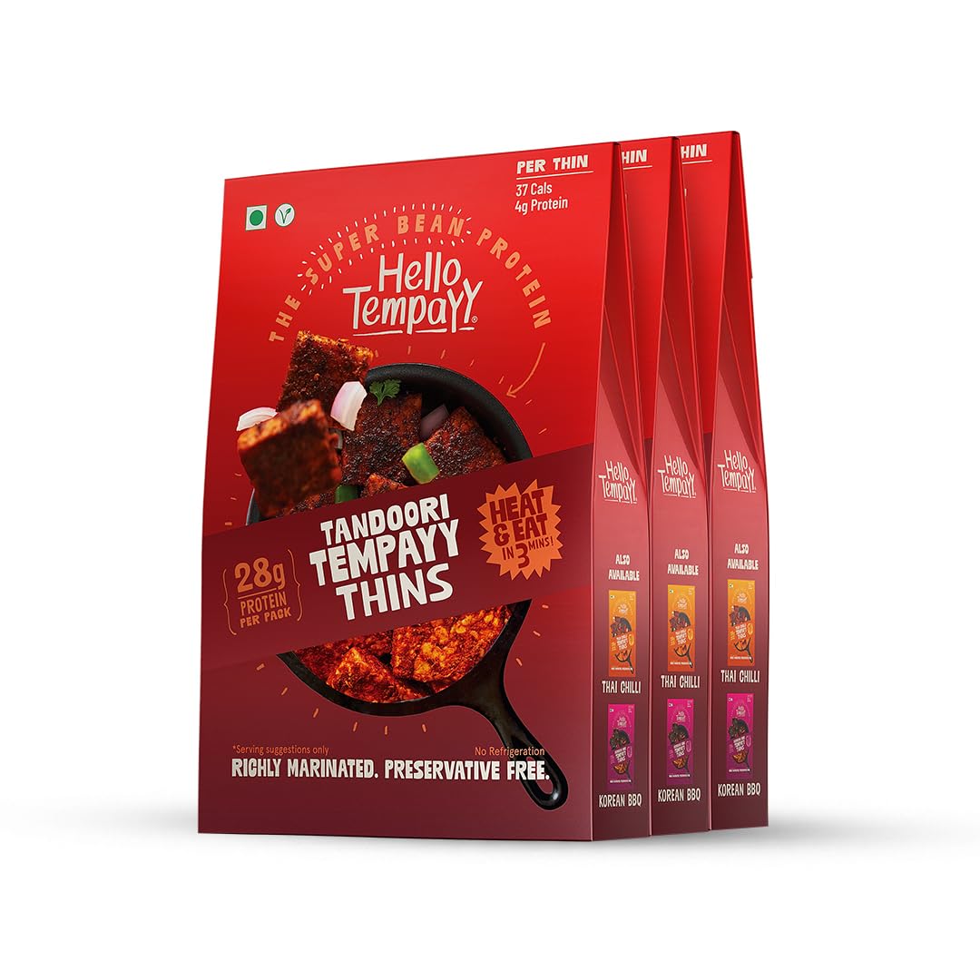 Hello Tempayy Tandoori Tempeh Thins Value Pack Of 3 Protein Rich Heat ...