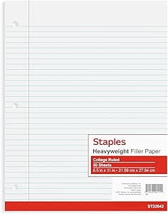 Amazon.com : Staples College Ruled Filler Paper, 8.5-inch x 11-inch ...