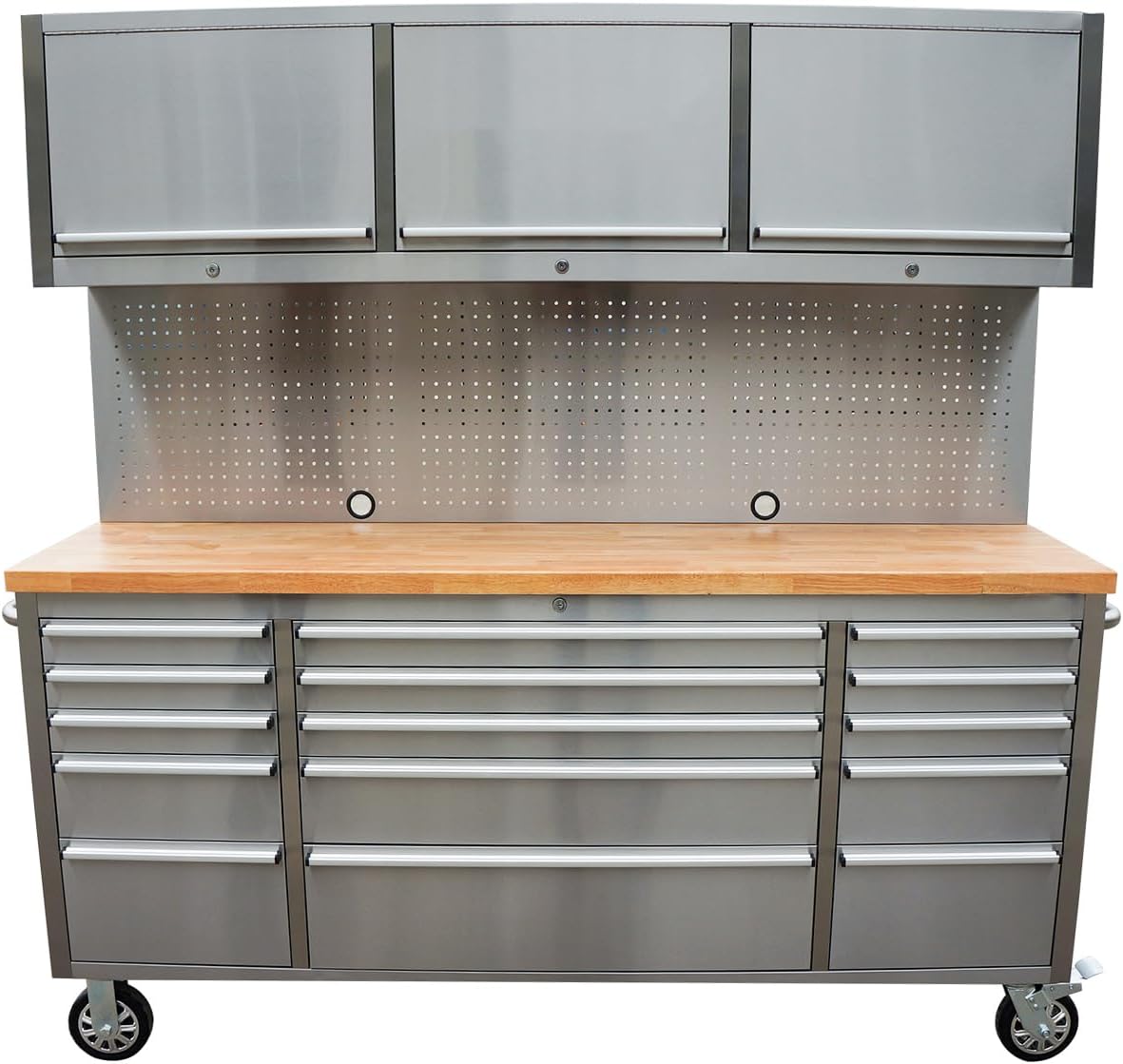 Amazon.com: UYRIE 72-Inch Stainless Steel Rolling Tool Chest with 15 ...
