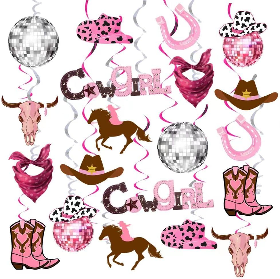 Amazon.com: Western Cowgirl Party Hanging Decorations, Disco Cowgirl ...