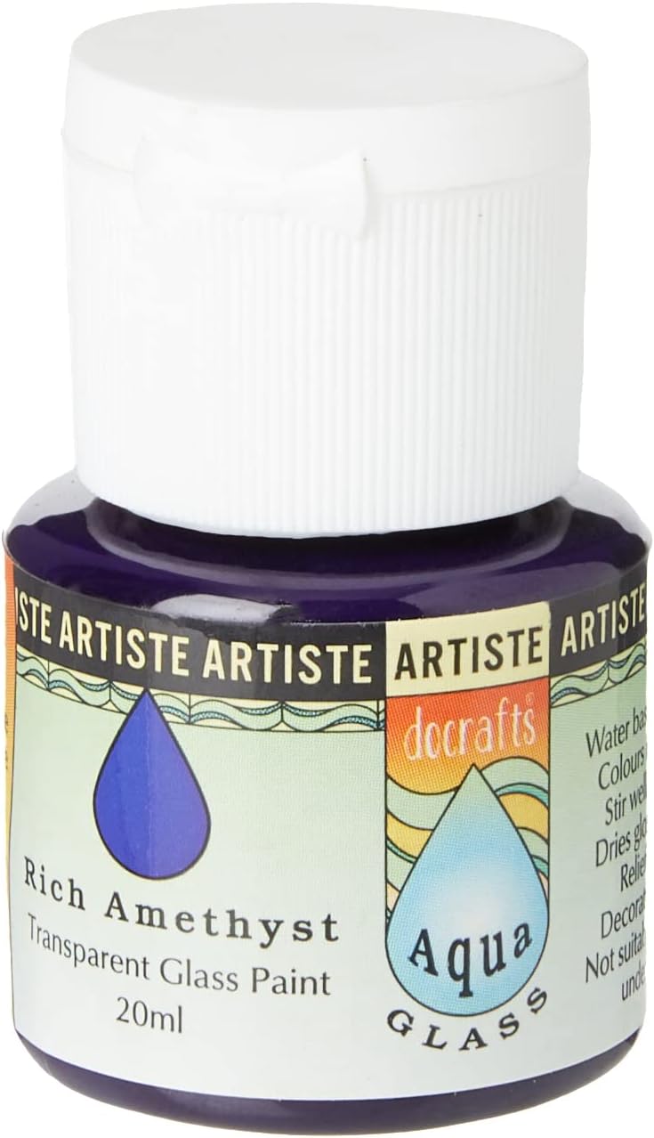 Artiste Aquaglass Rich Amethyst 20ml, Water Based Paints for Glass ...