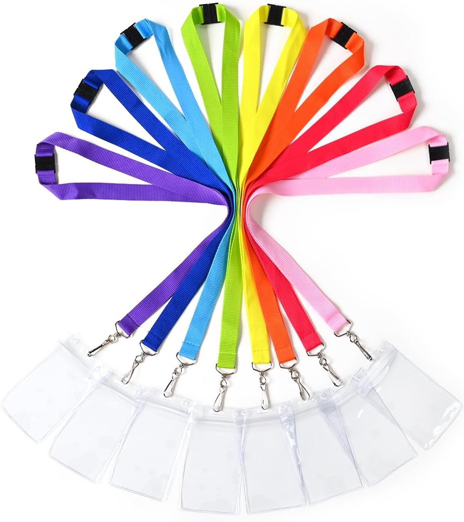 Amazon.com : 8 Pack Breakaway Lanyards with Waterproof ID Badge Holder ...