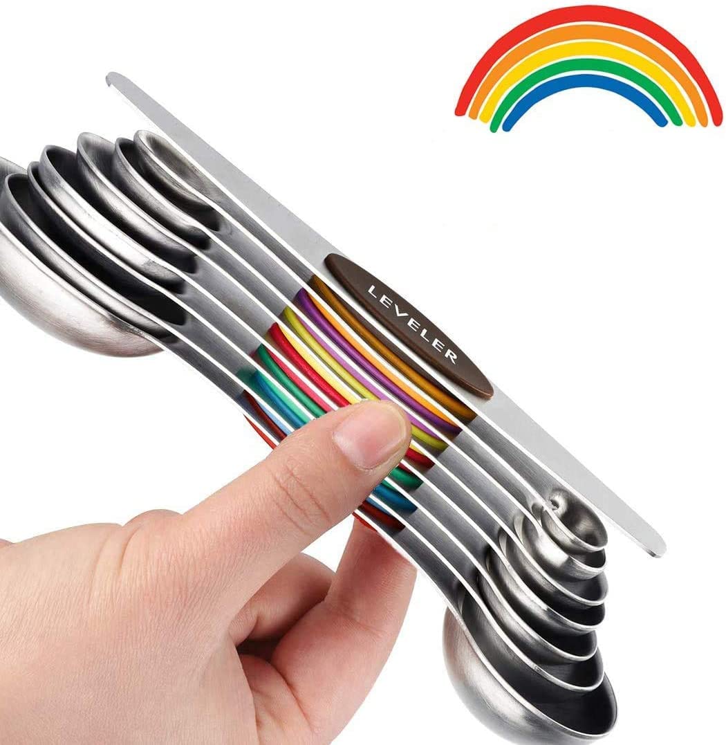Magnetic Measuring Spoons Stainless Steel Set of 8 with Double Sided ...