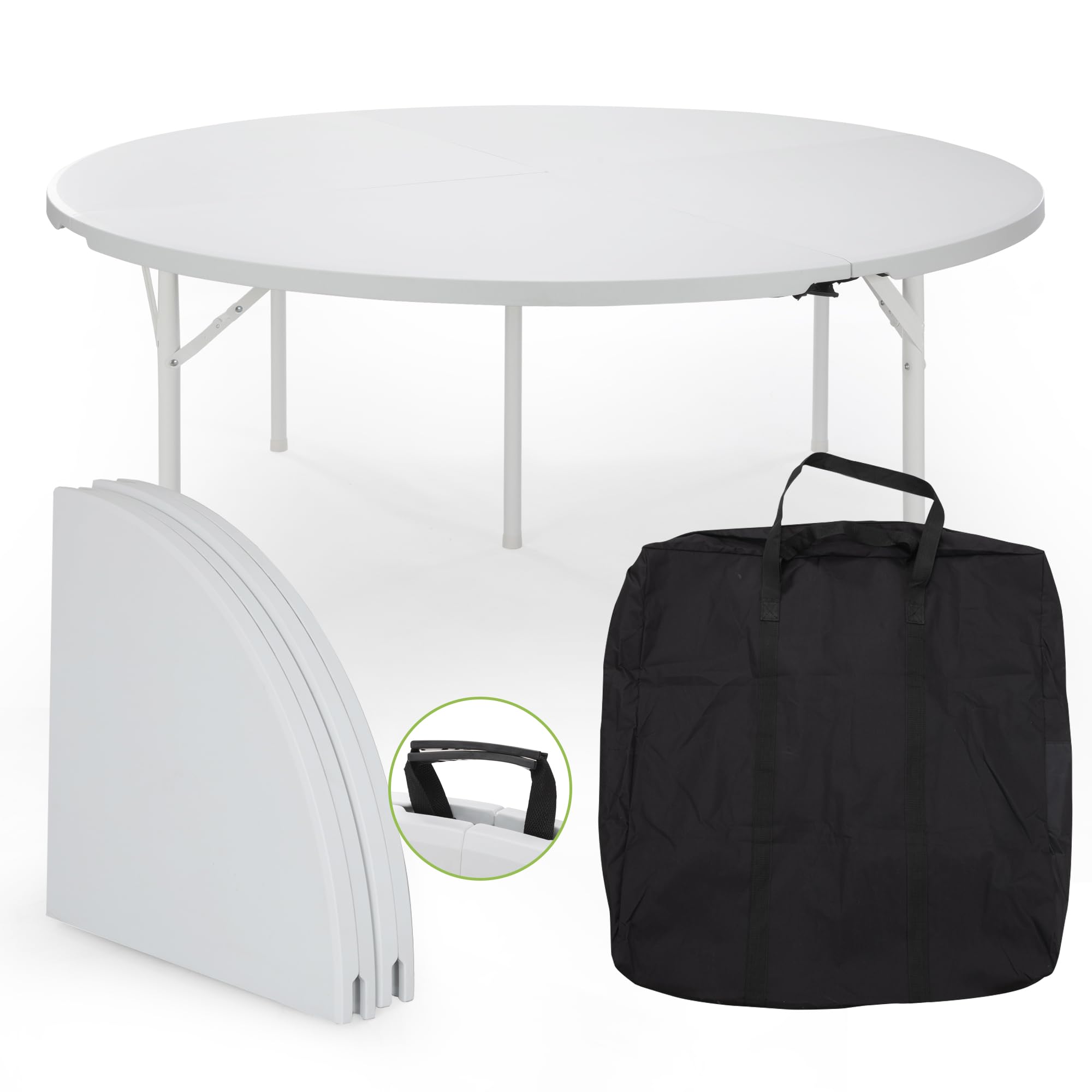 Amazon.com: JAXPETY 66" Round Folding Table, Portable Round Table with ...