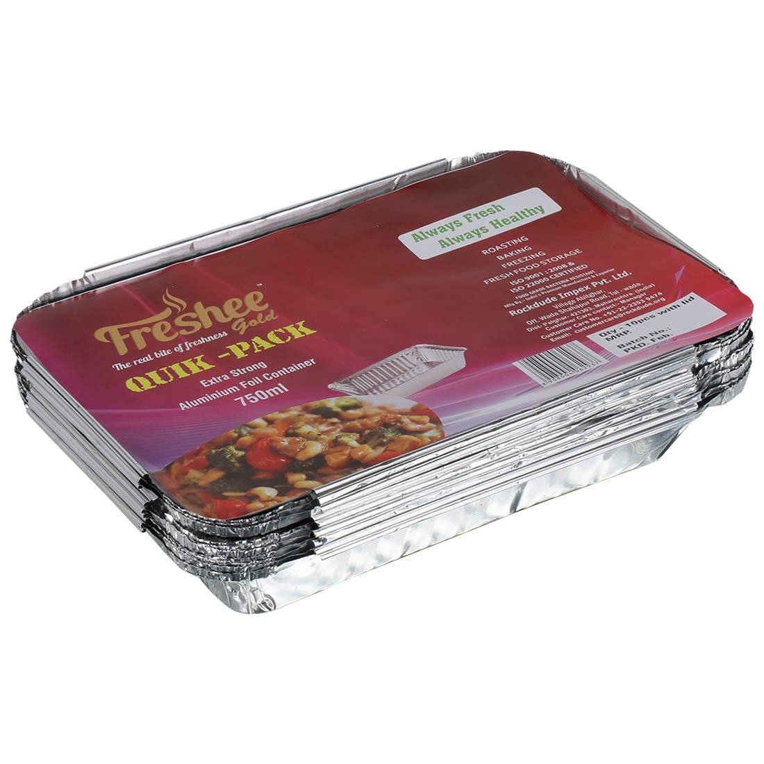 Freshee 10 pcs Extra Strong Aluminium Silver Foil Container 750ml, Food ...