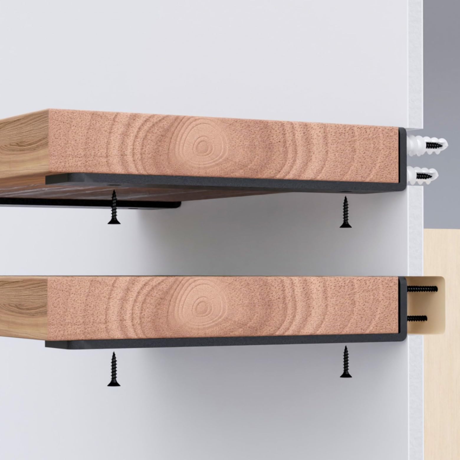 Amazon.com: EVALD Floating Shelf Brackets | Hidden Black Carbon Steel ...