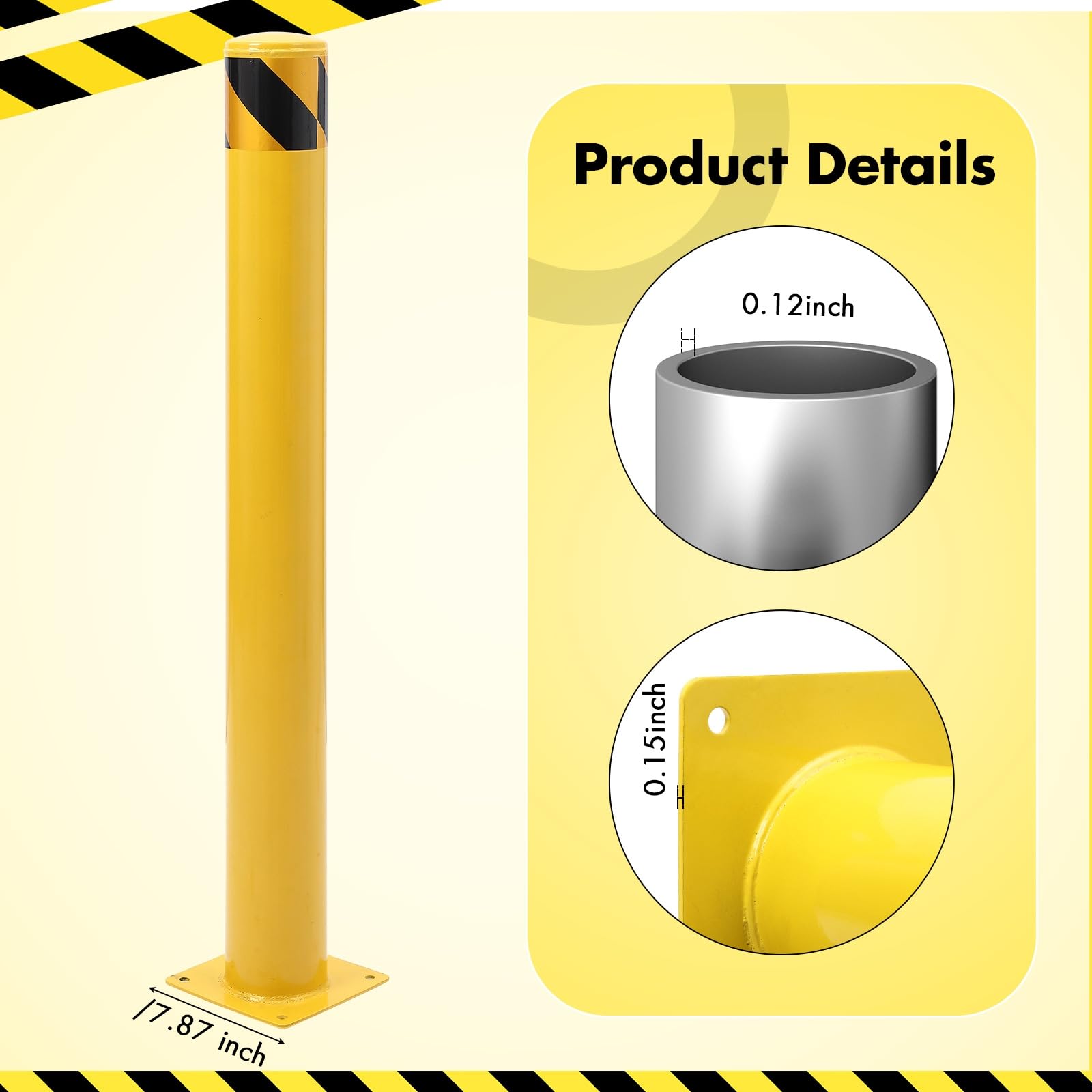 Snapklik.com : Safety Bollard Post, 48 X 4.5 Inch Removable Steel ...