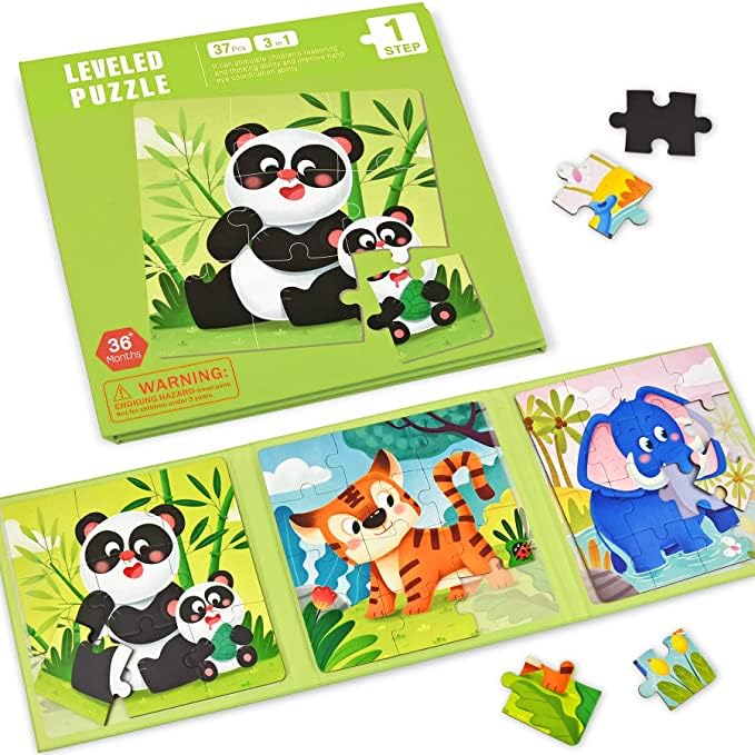 Buy BLiSS HUES 3 in 1-Magnetic Animals Jigsaw Puzzles for Kids- 9-12-16 ...
