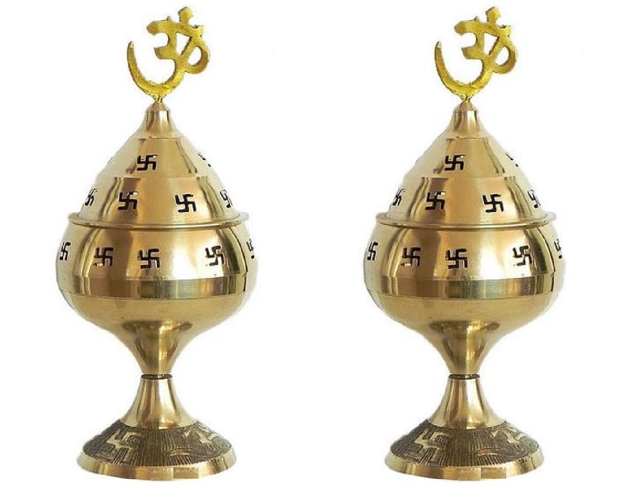 Buy Saubhagya Pure Brass Oil Lamp Akhand Jyot Diya Deepak OM Swastik ...