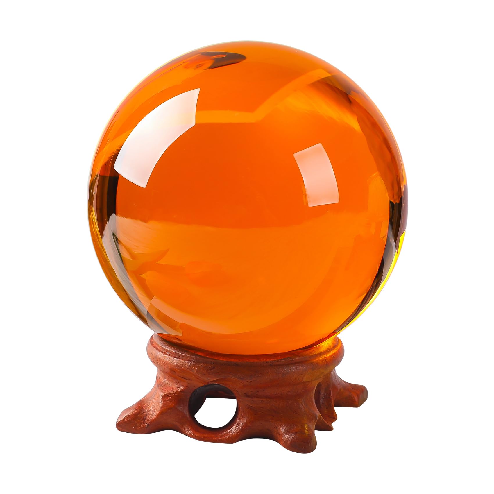 Amazon.com: Amber Crystal Ball 80mm/3.1 inch with Rose Wooden Stand and ...