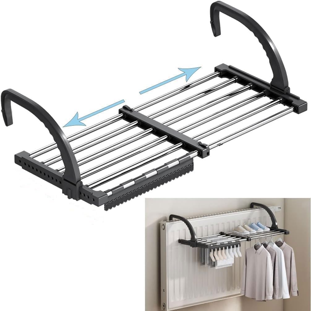 HEKOBAG Radiator Clothes Airer, 42-73CM Extendable Balcony Radiator ...