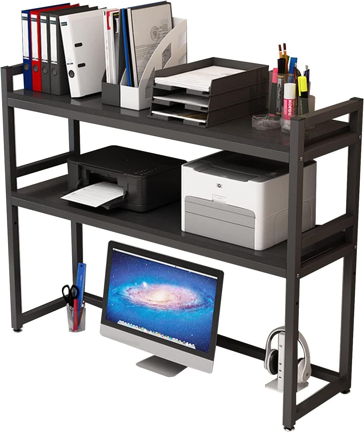 Amazon.com: KORP 2 Tier Adjustable Bookshelf Desk Bookshelf,Desktop ...