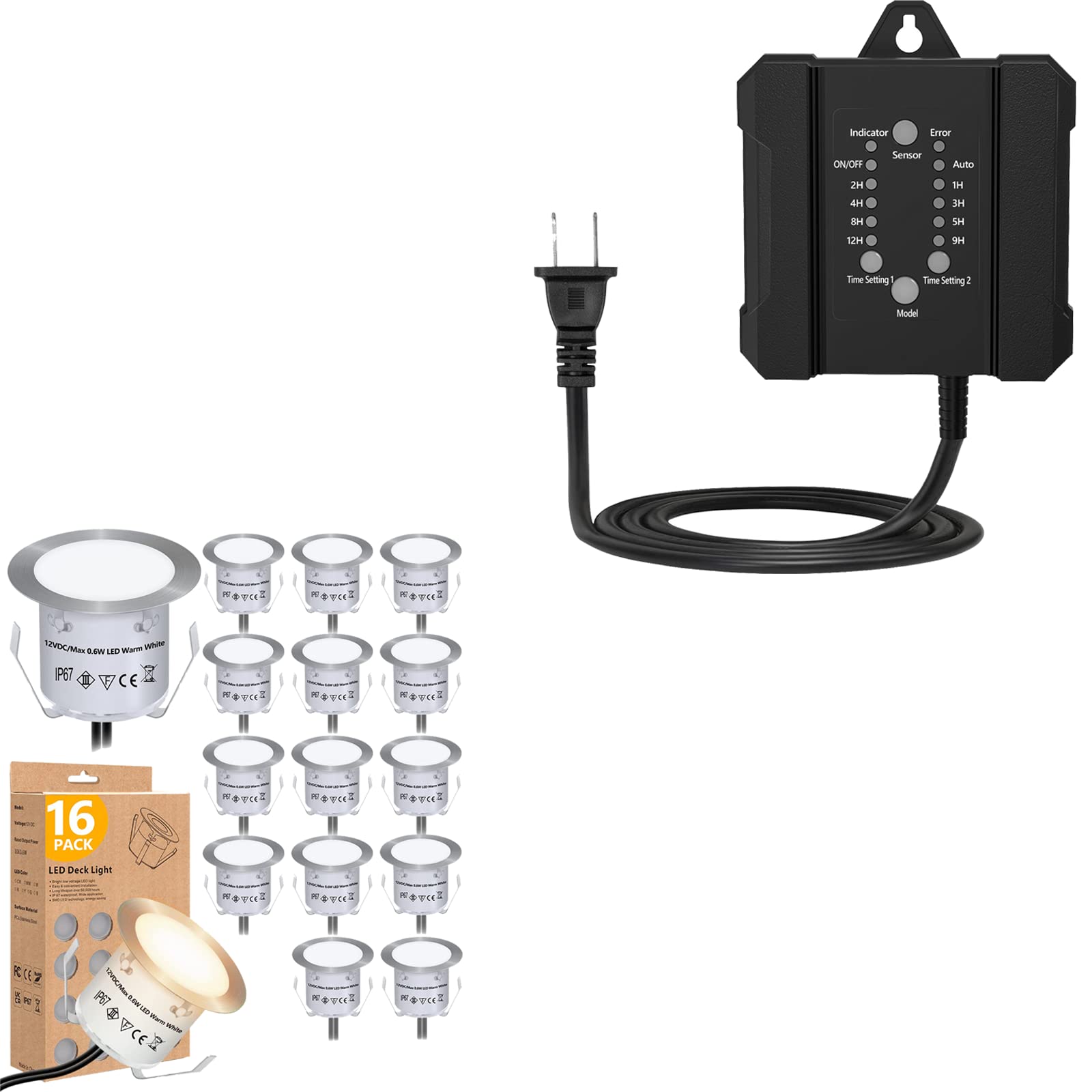 HIBOITEC 16Pack LED Deck Light Kits & Low Volatage Transformer - Amazon.com