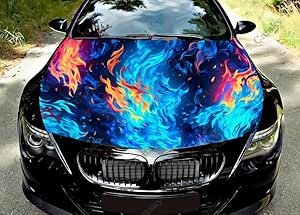 Amazon.com: Blue Flame Fantasy Neon Fire Car Hood Decal Car Decals ...