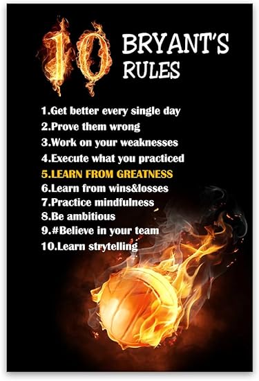Amazon.com: Mamba Mentality Poster Basketball Wall Art,10 Rules ...