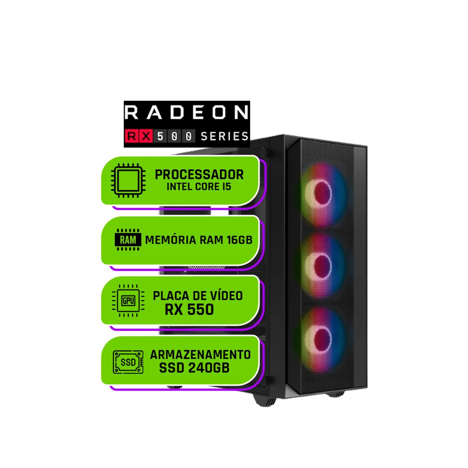 PC Gamer Alligator Shop Intel Core i5 3470, Radeon RX 550 4GB, Memoria ...