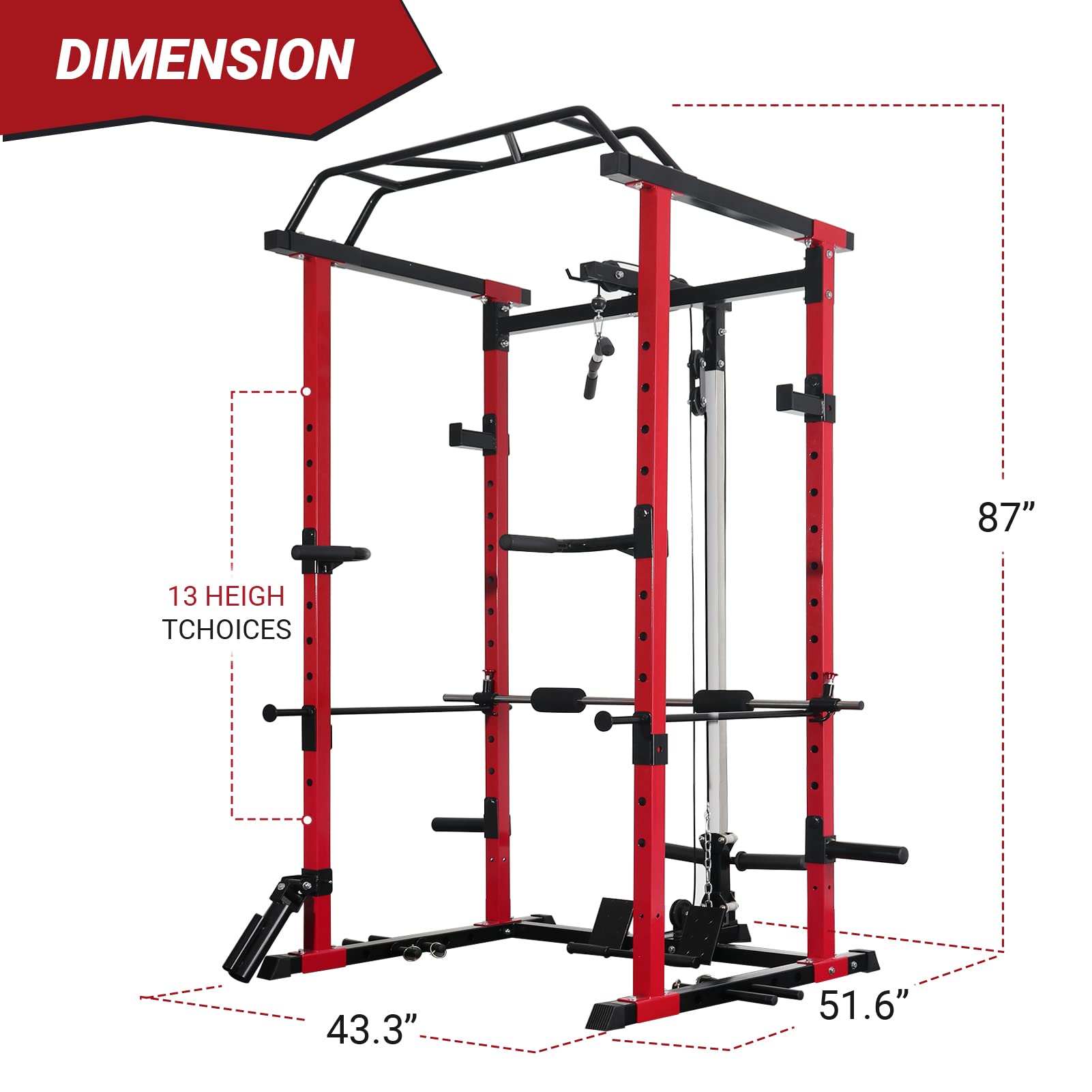 ER KANG Power Cage with LAT Pulldown System, 1200LB Capacity Weight ...