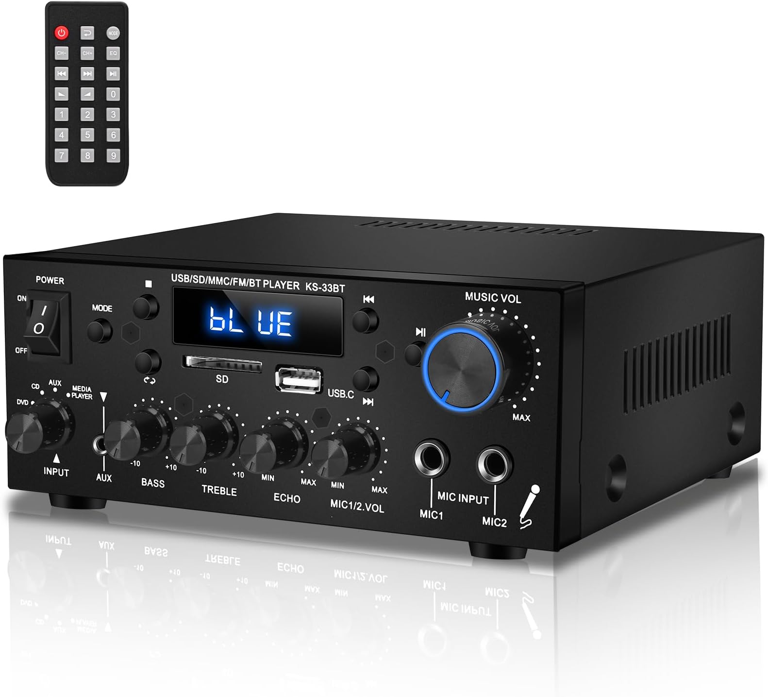 Amazon.com: Daakro KS-33BT 2.0CH Stereo Audio Amplifier Receiver with ...