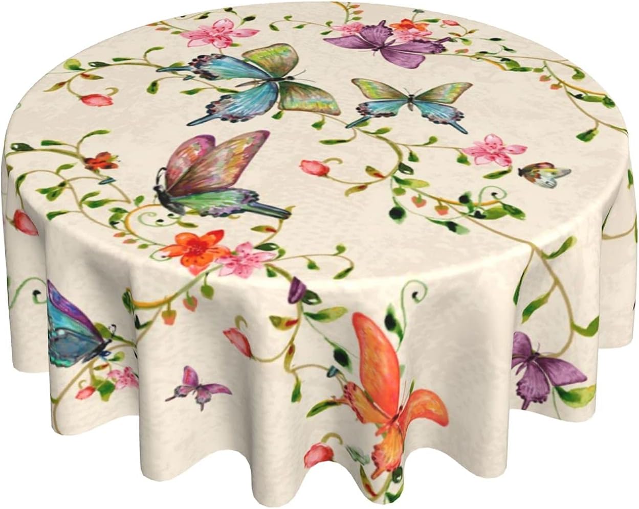 Amazon.com: FREEHOTU Vintage Butterflies Round Tablecloth Thicken Desk ...