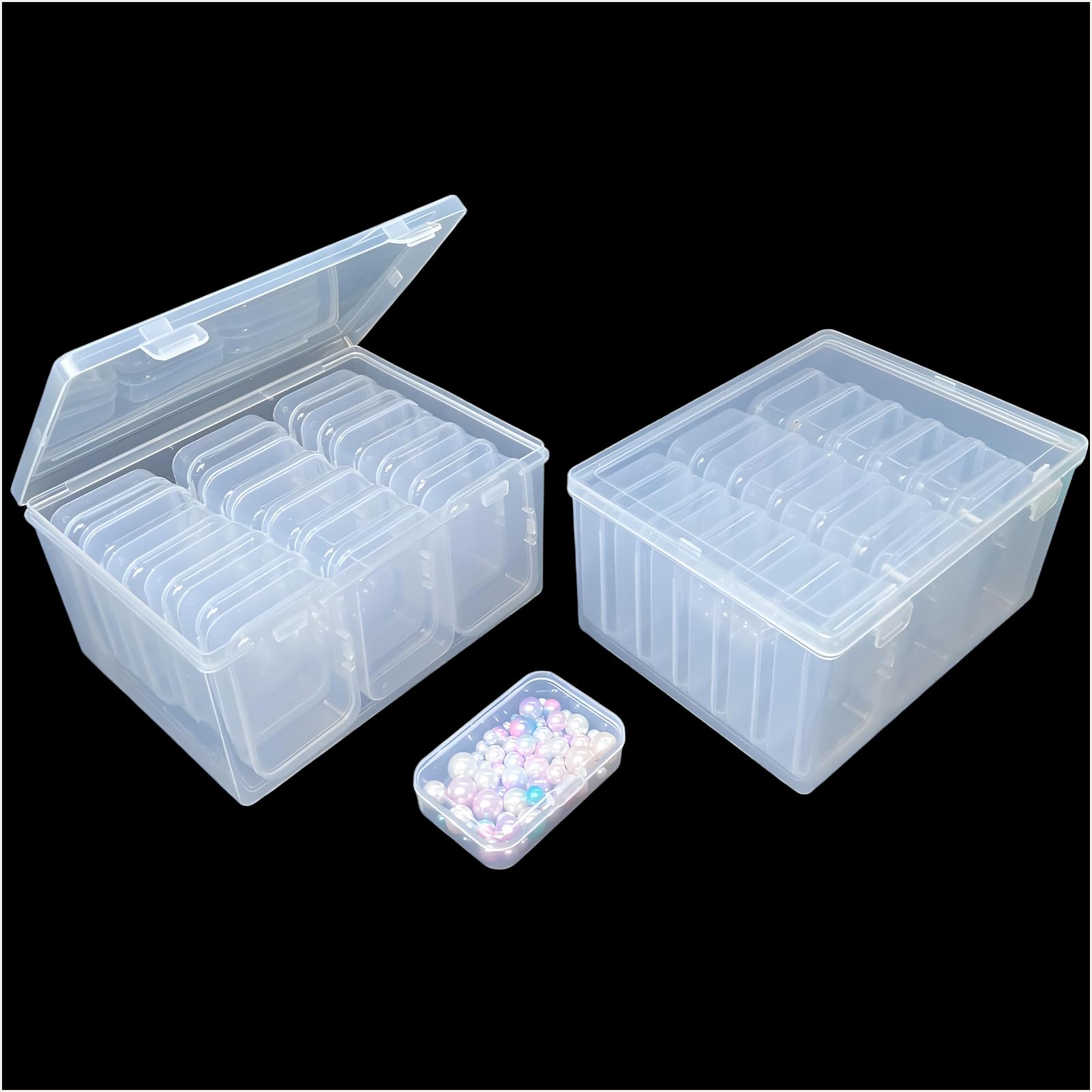 Amazon.com: Multi-Size Clear Plastic Boxes - 38 Pcs For beads ...