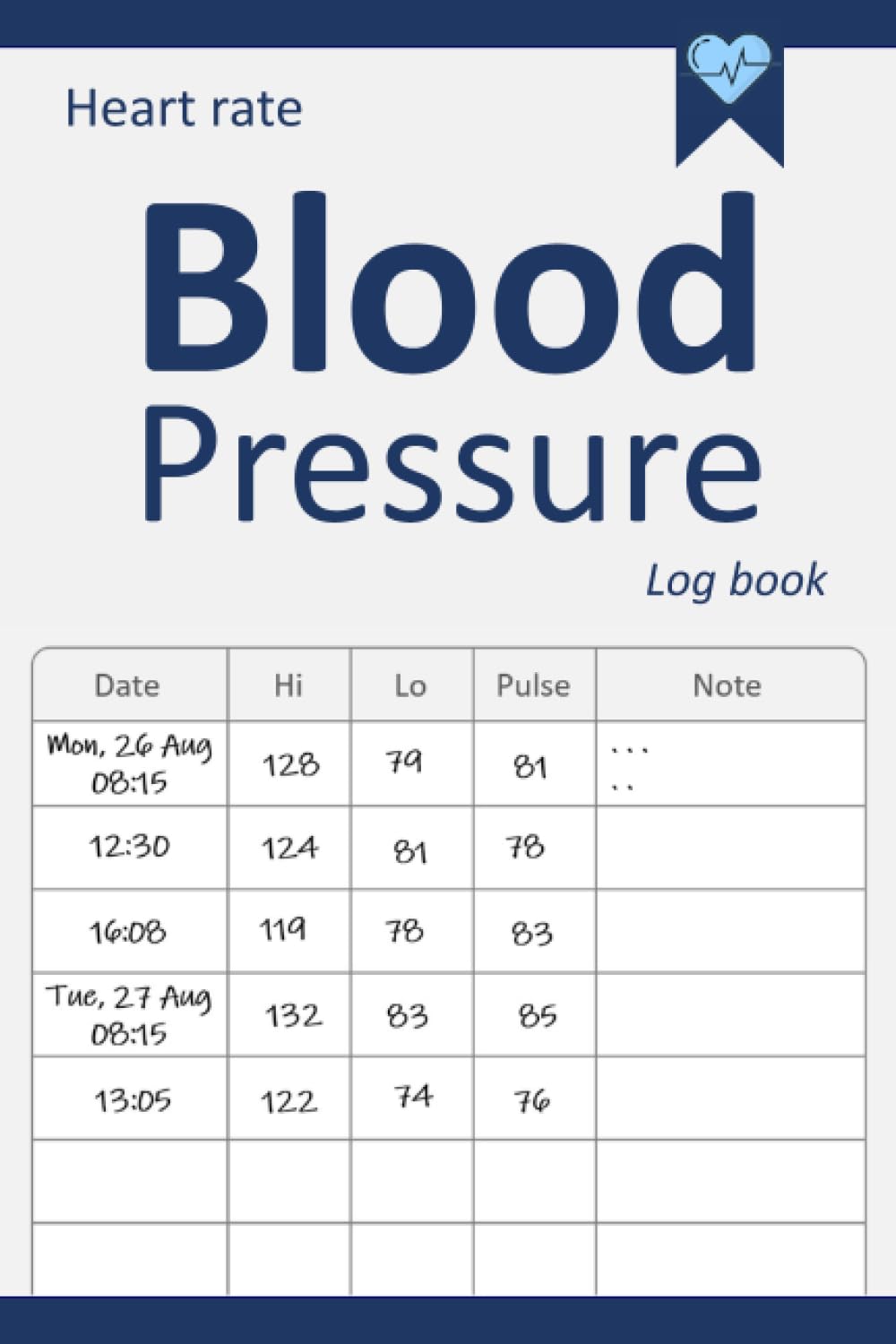 Blood Pressure and Heart Rate Log Book: Large input boxes, Easy hands ...