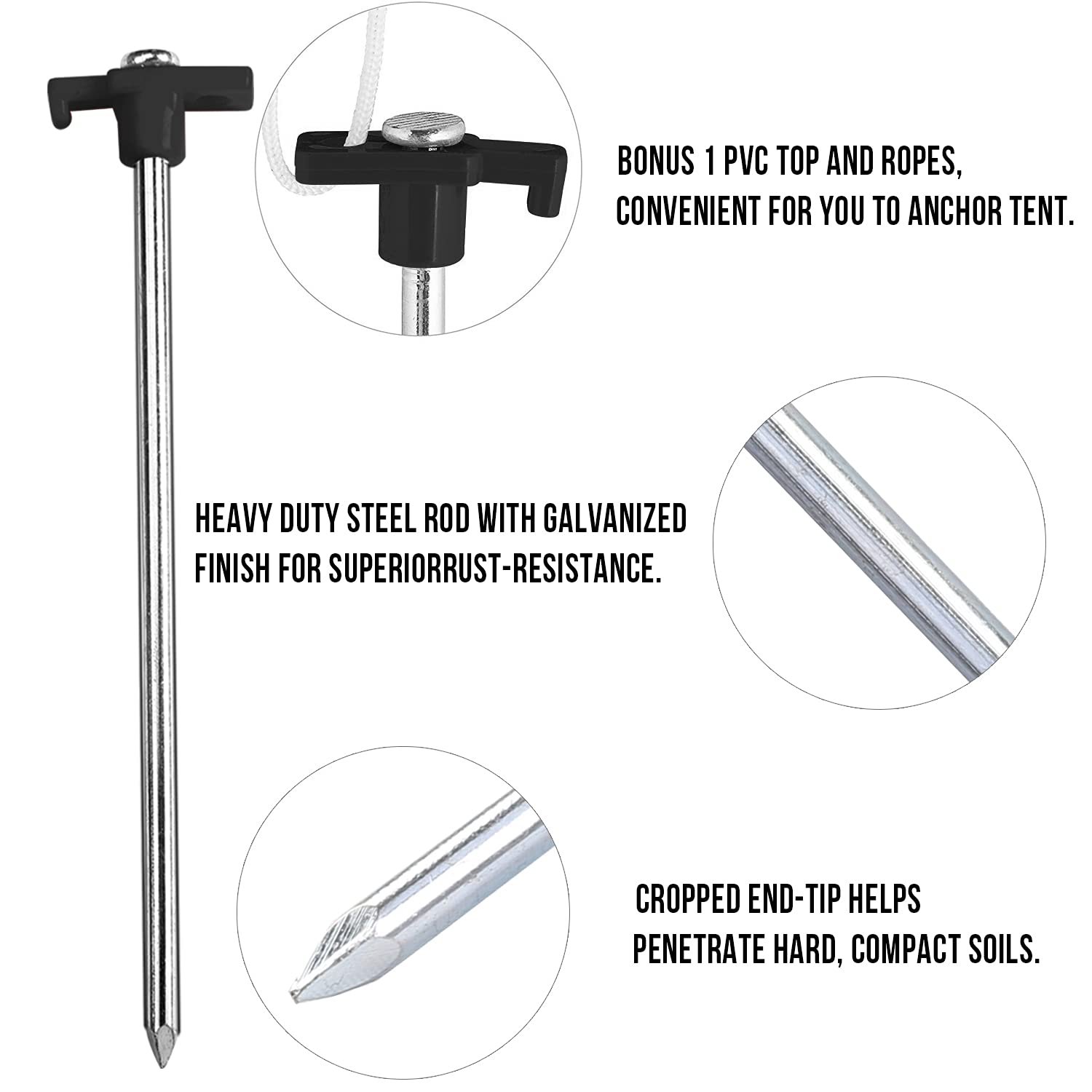 Snapklik.com : ABCCANOPY 15 Inch Tent Stakes 10 Pcs Non-Rust Metal ...