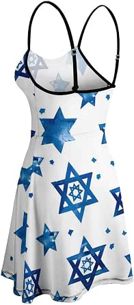 Israeli Symbol Star Jewish Flag Women's Sling Dress Cute Print Summer ...
