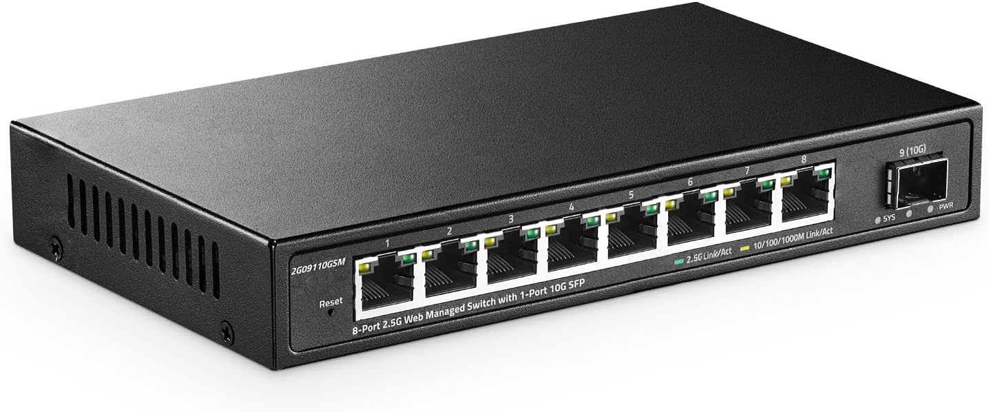 Amazon.com: YuLinca 8 Port 2.5G Managed Switch with 10G SFP+ Slot, 8 x ...