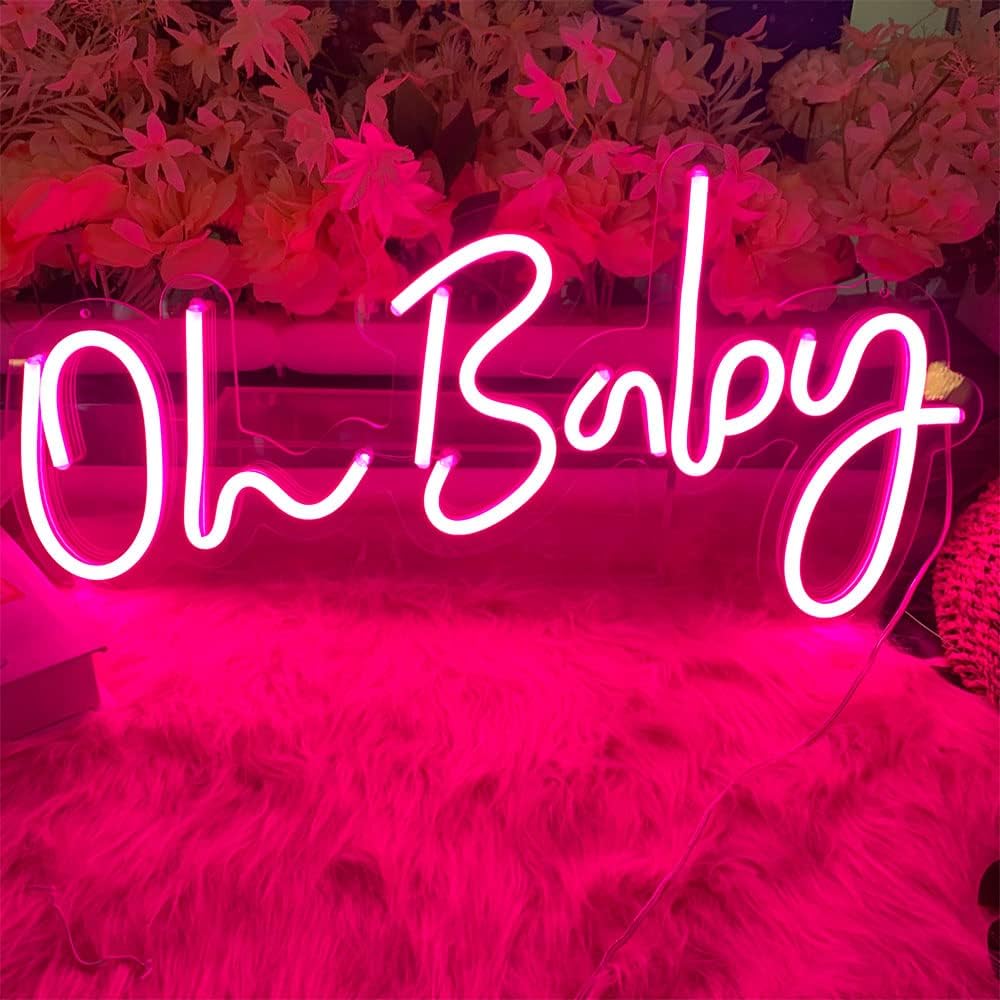 Oh Baby Neon Sign 24inch Big for Backdrop,Baby Shower, Large Pink Oh ...