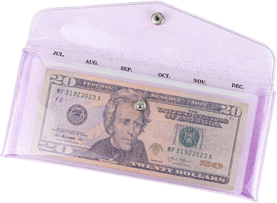 Amazon.com: XiowDow Purple Cash Envelope Wallet PVC Budget Wallet with ...