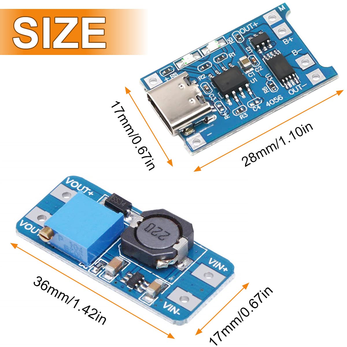 Snapklik.com : DAOKAI Lithium Battery Charging Board Type-C USB 18650 ...