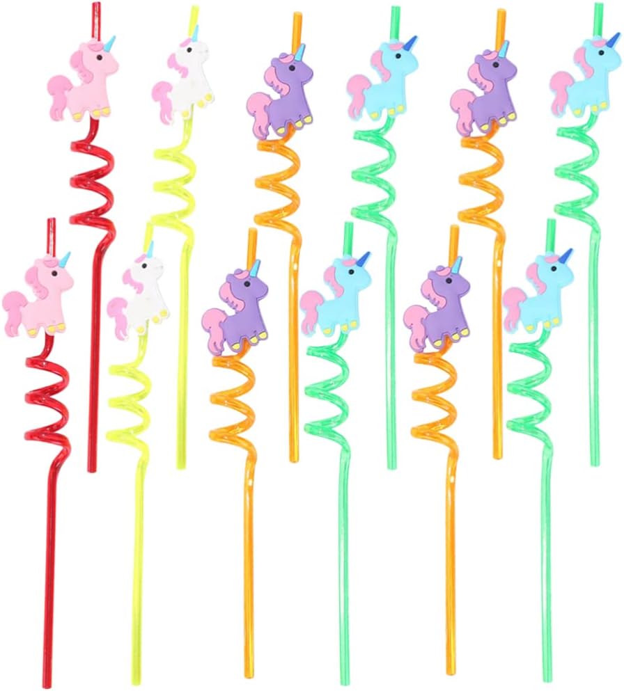Amazon.com: ULIFEMALL Reusable Drinking Straws Unicorn Birthday Party ...