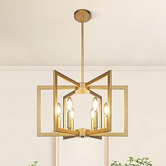 Klgxnrd 6-Light Gold Pendant Light, Modern Farmhouse Dining Room Light ...