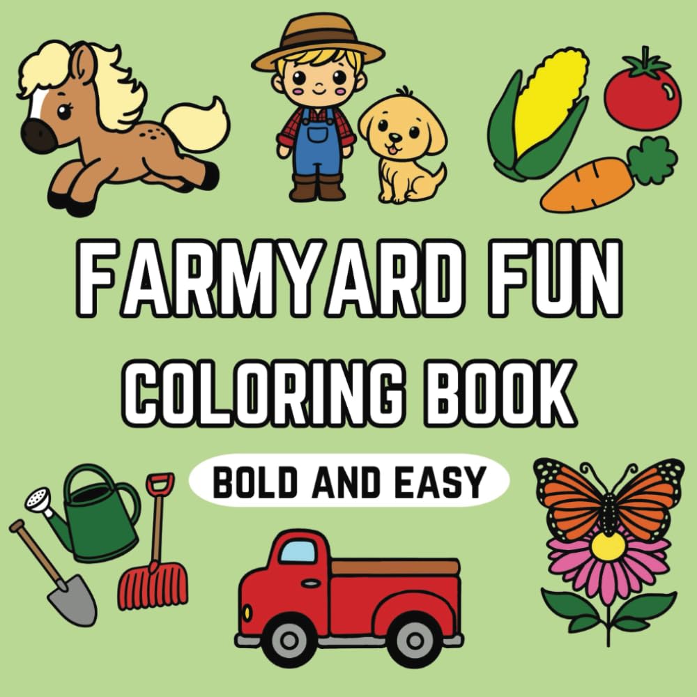 Amazon.com: Farmyard Fun Coloring Book: Bold and Easy: Cute and Simple ...