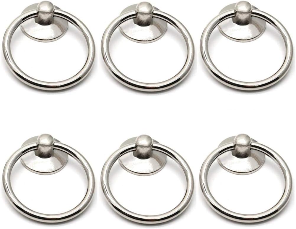 bnafes Drawer Ring Pull Drop Ring Knobs in Silver Tone - (6 Pcs ...
