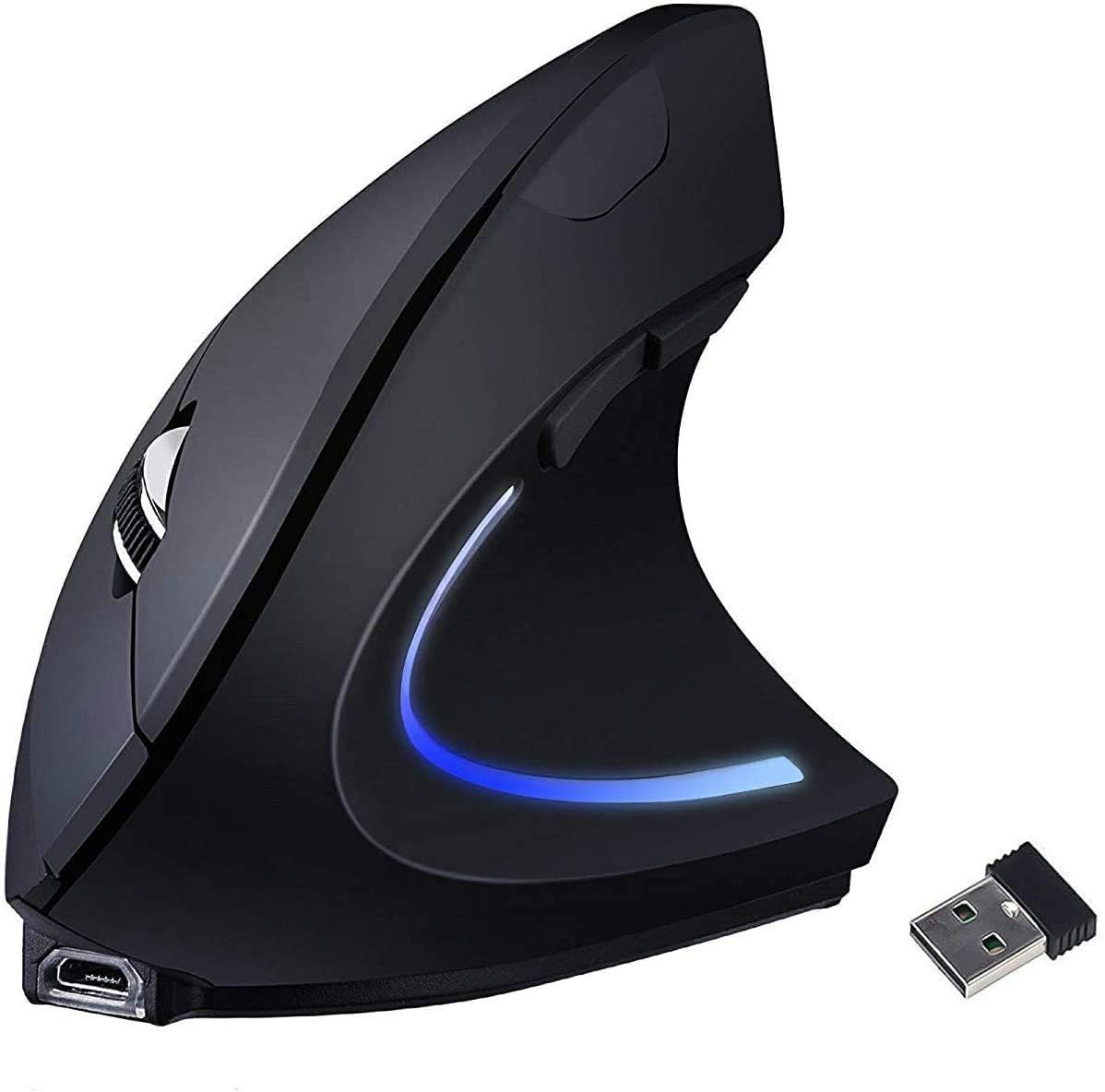 Yostyle Ratón Inalámbrico Ergonómico Recargable, 2.4G USB Mouse ...