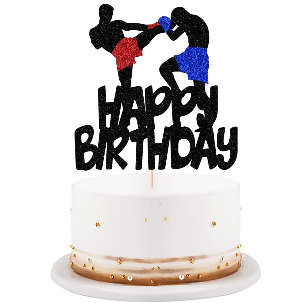 Buy LVEUD Black flash Boxing Match Cake Topper Boxer Decor Cake Topper ...