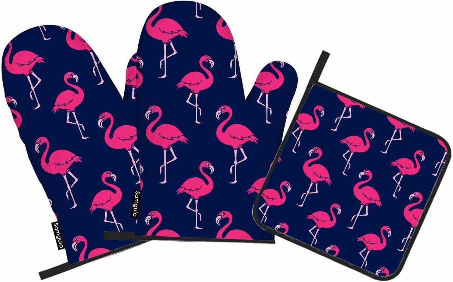 Amazon.com: Samgula Pink Red Flamingo Oven Mitts and Pot Holders Sets ...