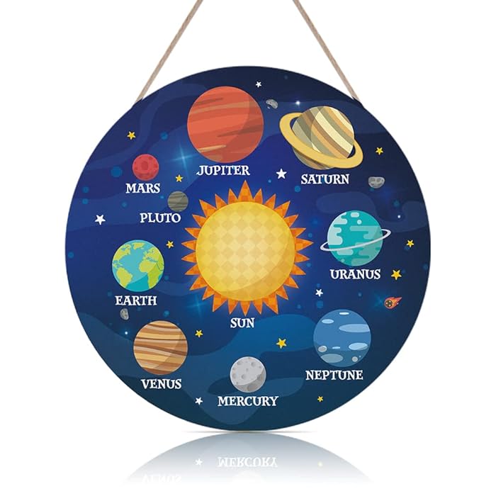 Buy TOARTi Outer Space Planet Wood Hanging Sign Plaque, Universe Solar ...