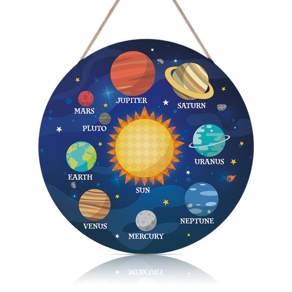 Buy TOARTi Outer Space Planet Wood Hanging Sign Plaque, Universe Solar ...