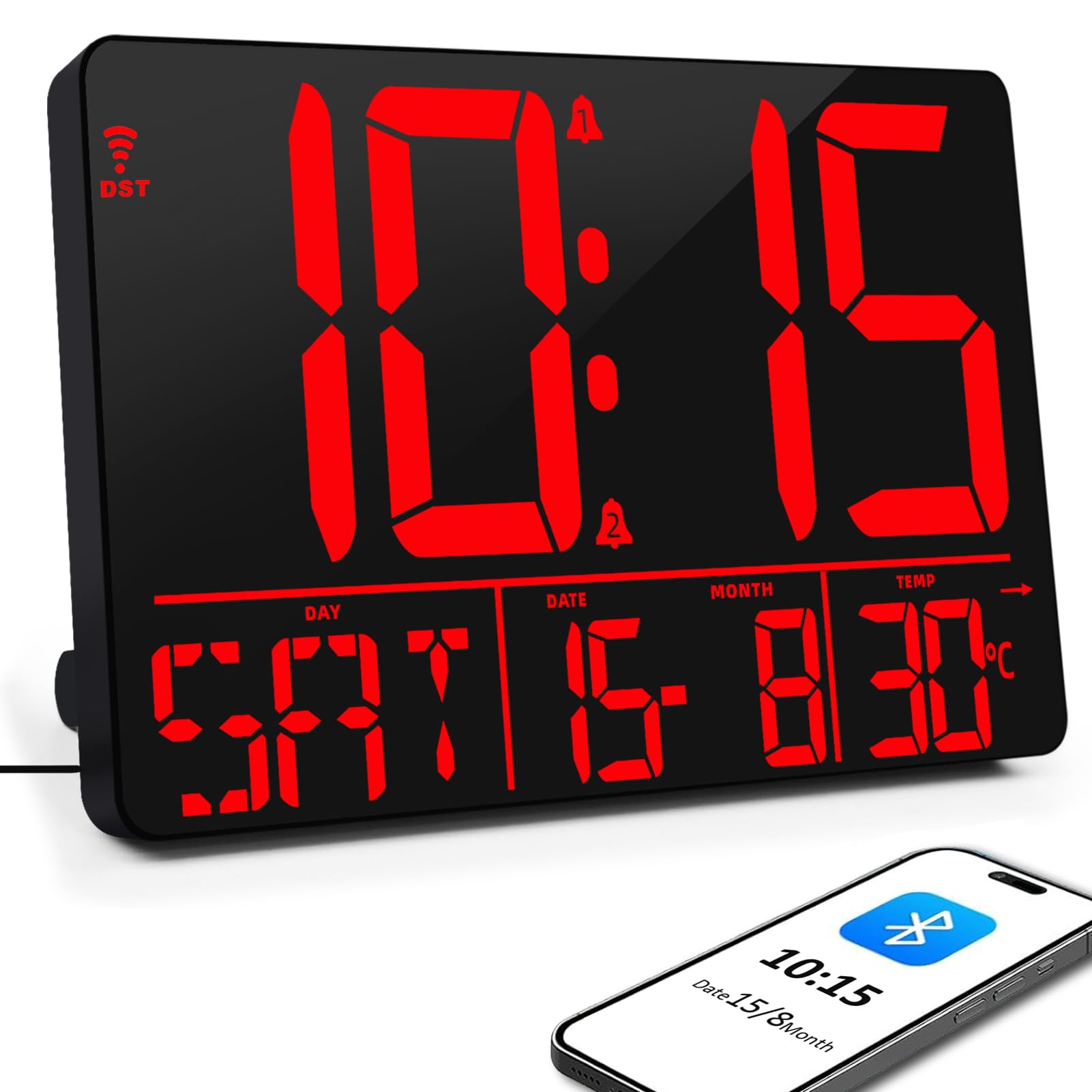 Amazon.de: XREXS Wanduhr Digitale Groß, Automatische Kalibrierungszeit ...