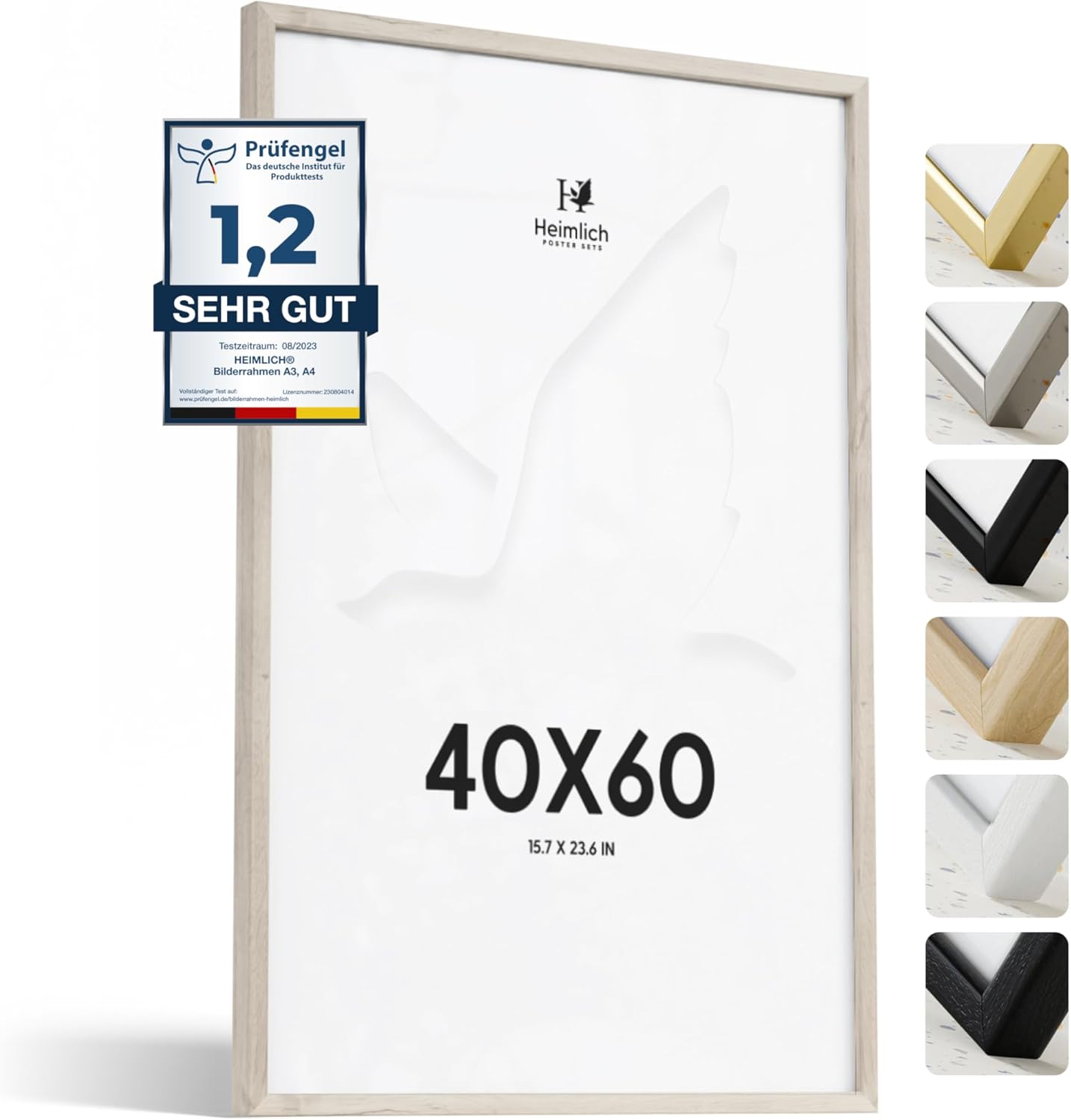 Heimlich® 1x Bilderrahmen 40x60 cm Eiche Rahmen 1-Pack | Dokumentenrahmen 40x60 cm Groß Collage ...