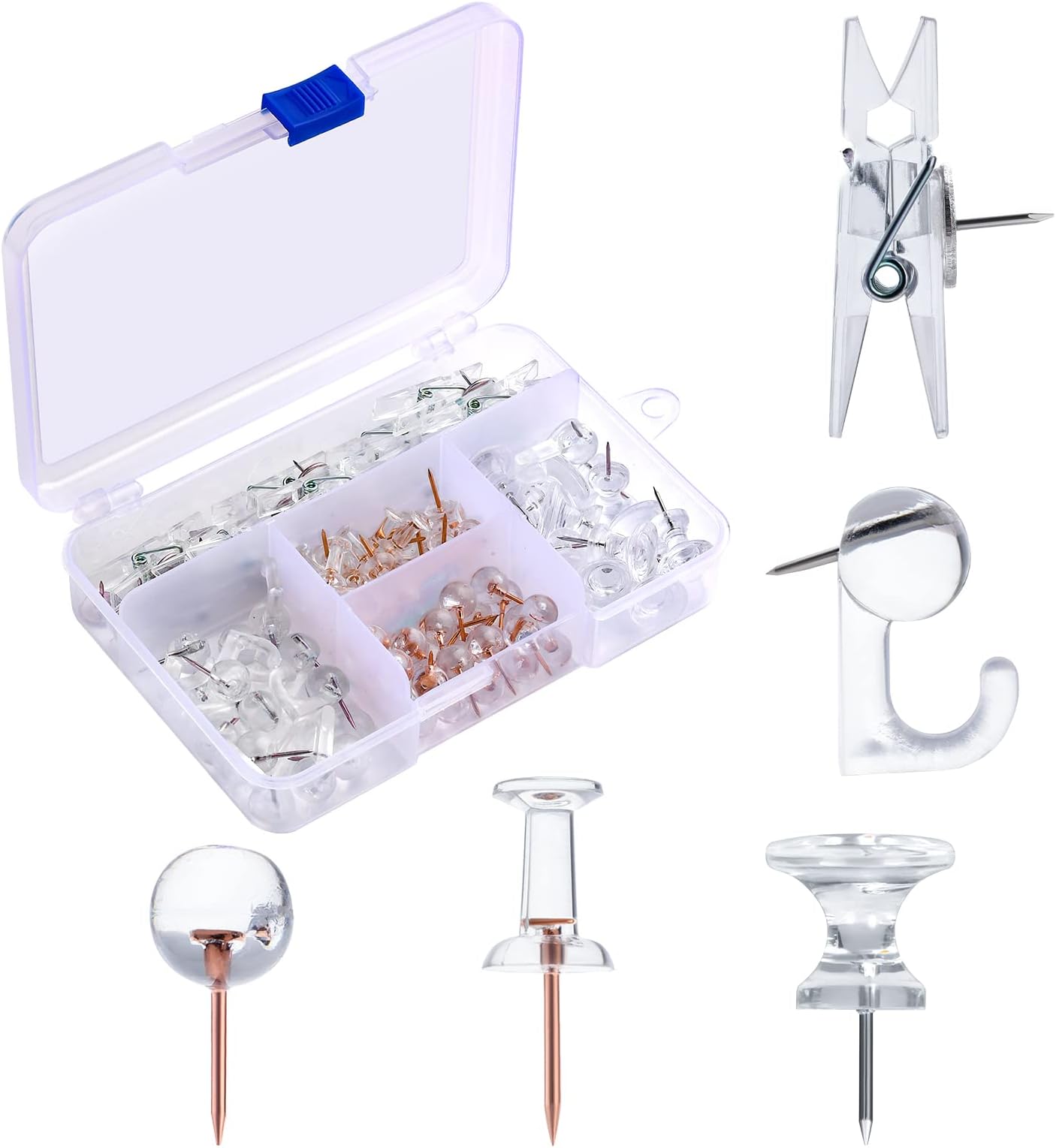 Amazon.com : Coitak Push Pins Set, 500 PCS Push Pins Binder Clips Paper ...