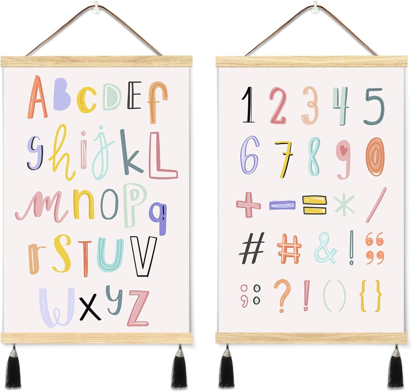 Alphabet and Numbers Canvas Wall Art for Toddlers - 16 x 24 inch Set of ...