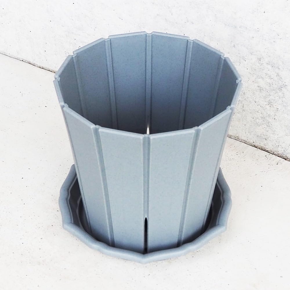 Amazon.co.jp: ITANSE スリット鉢 スリットオアシス ダークグレー 6号(受皿付き) 1個売り【用途で選べる鉢・用品】スリット穴の目立ちにくさを考えて作られたデザインスリット ...