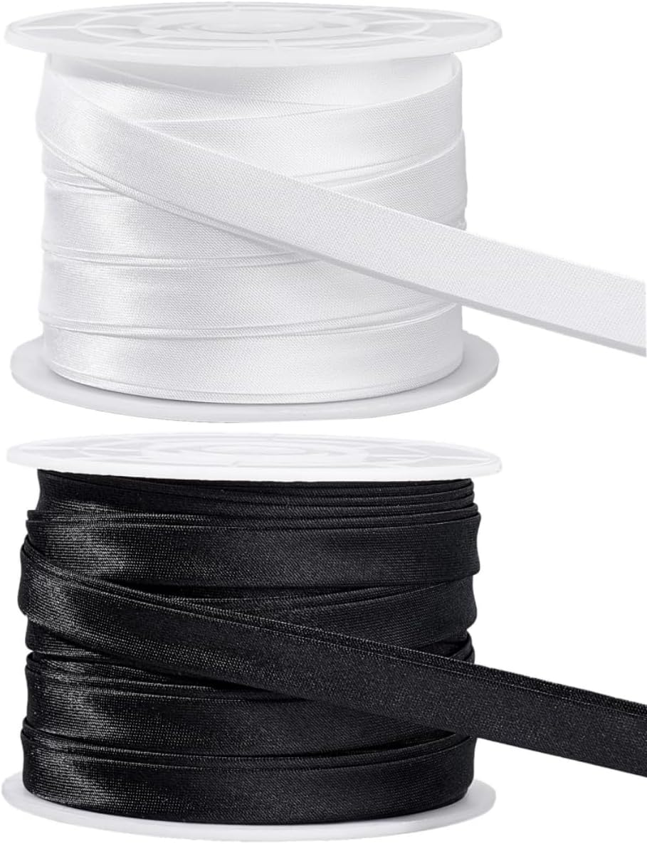 Amazon.com: BENECREAT 27 Yard Black&White Satin Bias Tape 3/8 Inch ...