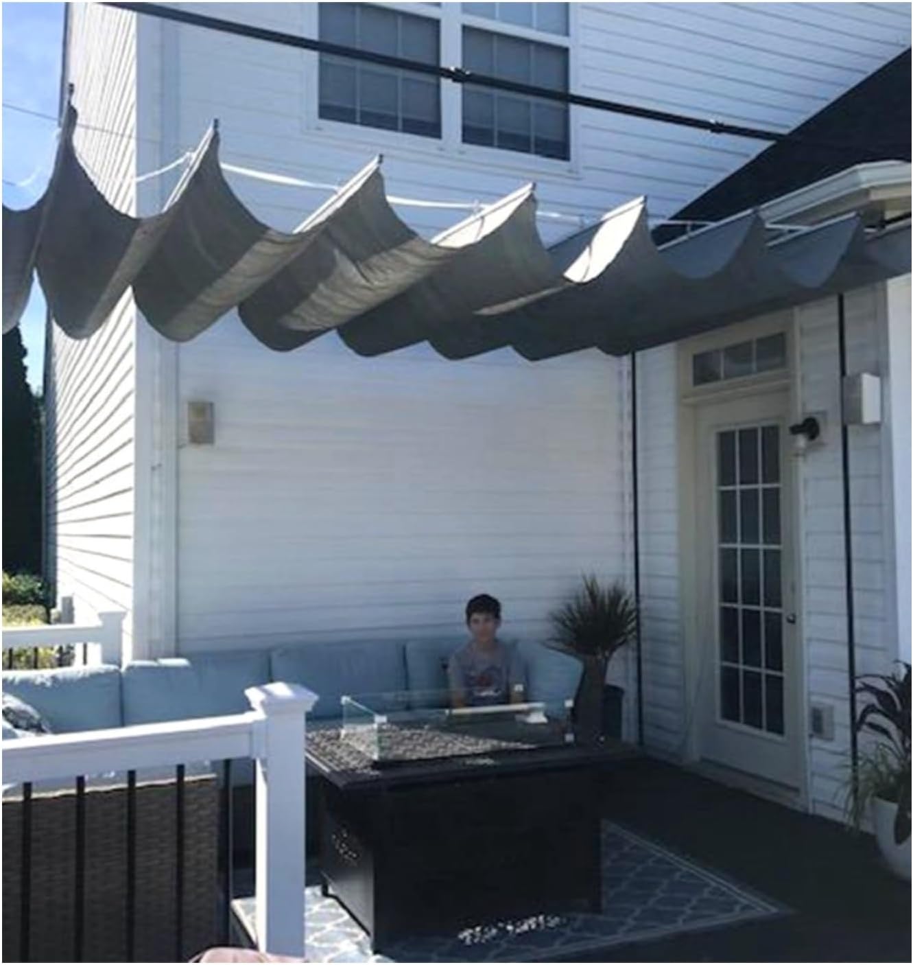 Amazon.com: Retractable Wave Sun Shade Sail,Retractable Wave Sun Shade ...