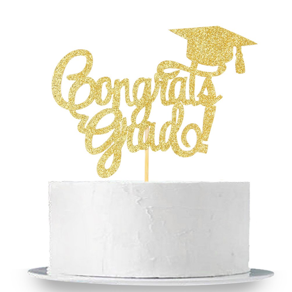 Buy INNORU Gold Glitter Congrats Grad Cake Topper - Class of 2019 ...