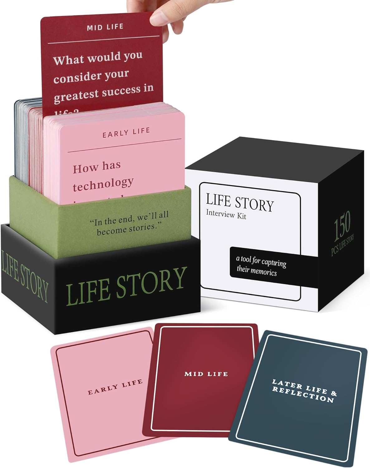Buy Conversation Cards for Families, 150 Life Story Interview Kit Cards ...